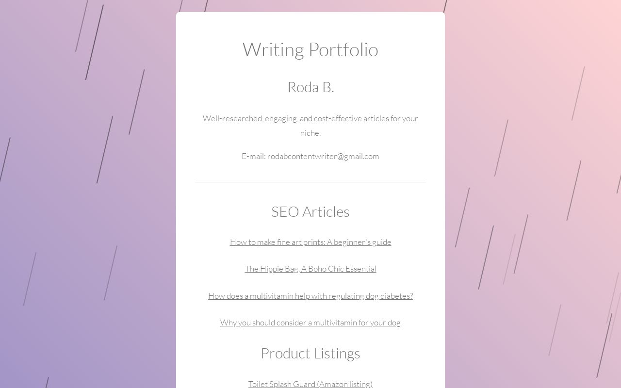 Roda's Writing Portfolio